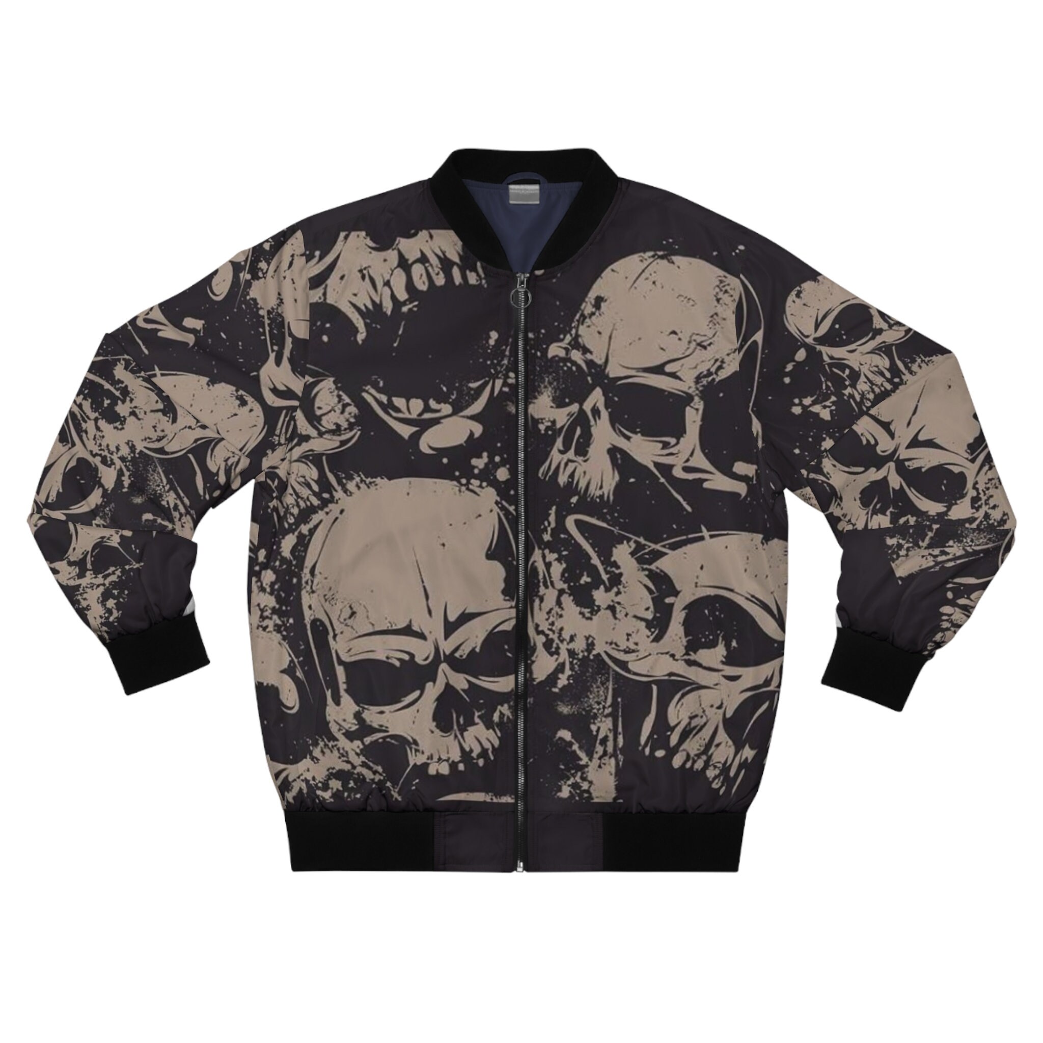 Men's Black Bomber Jacket Skull Light Weight Great Gift - Etsy