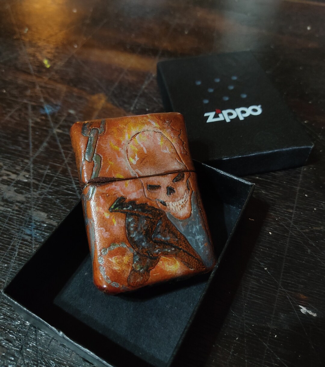 Zippo Ghost Rider Leather Covering - Etsy UK