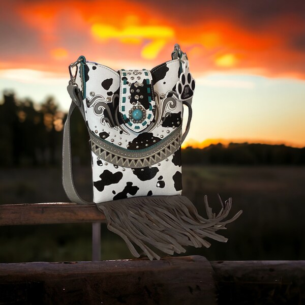 Cow Print Purse - Etsy