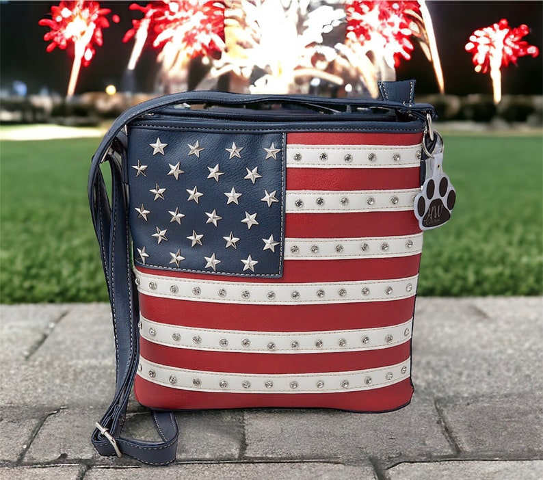 American Flag Crossbody Purse Patriotic Handbag USA Red White Blue ...