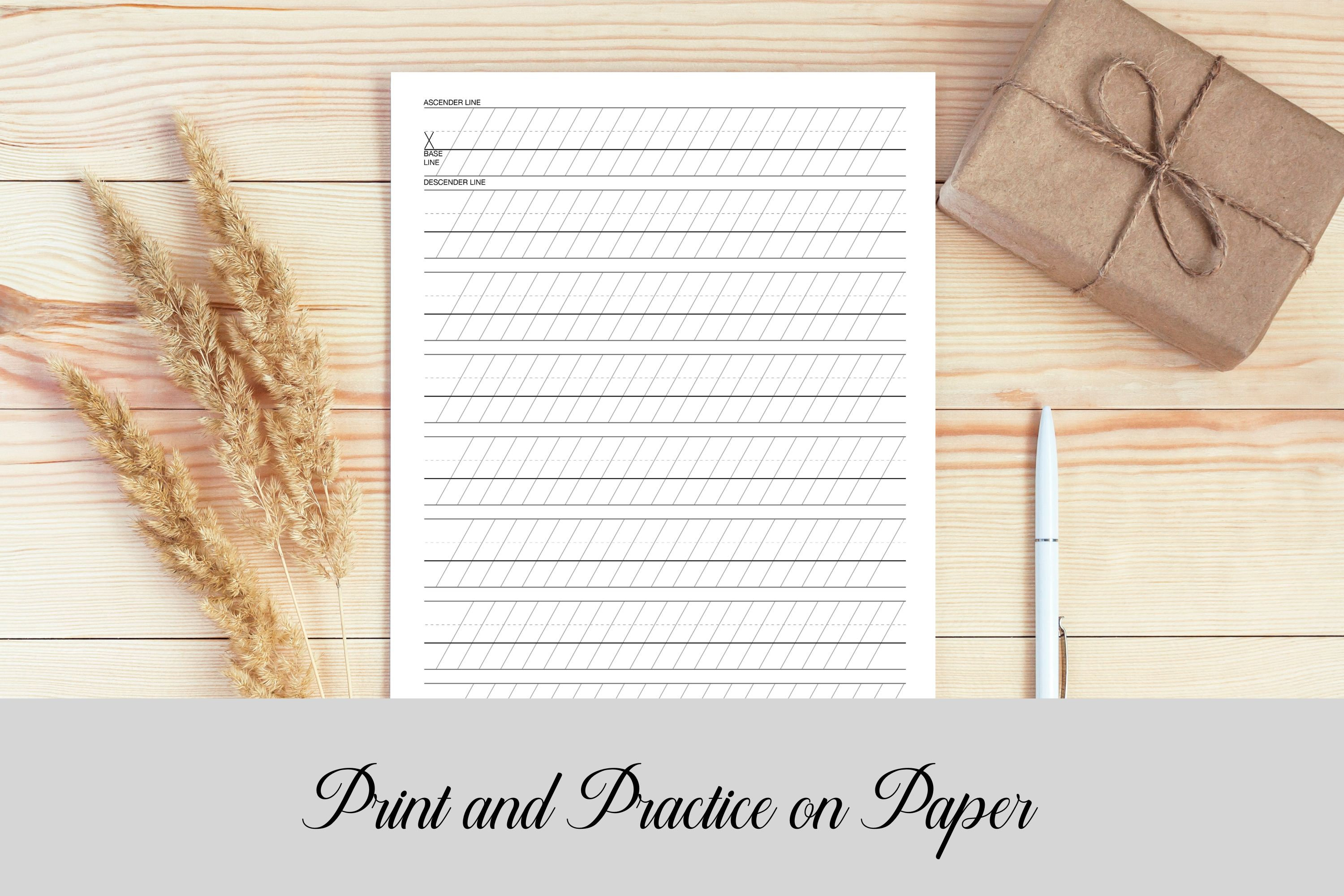 Calligraphy Practice Sheets Templates, Calligraphy Handwriting Paper ...