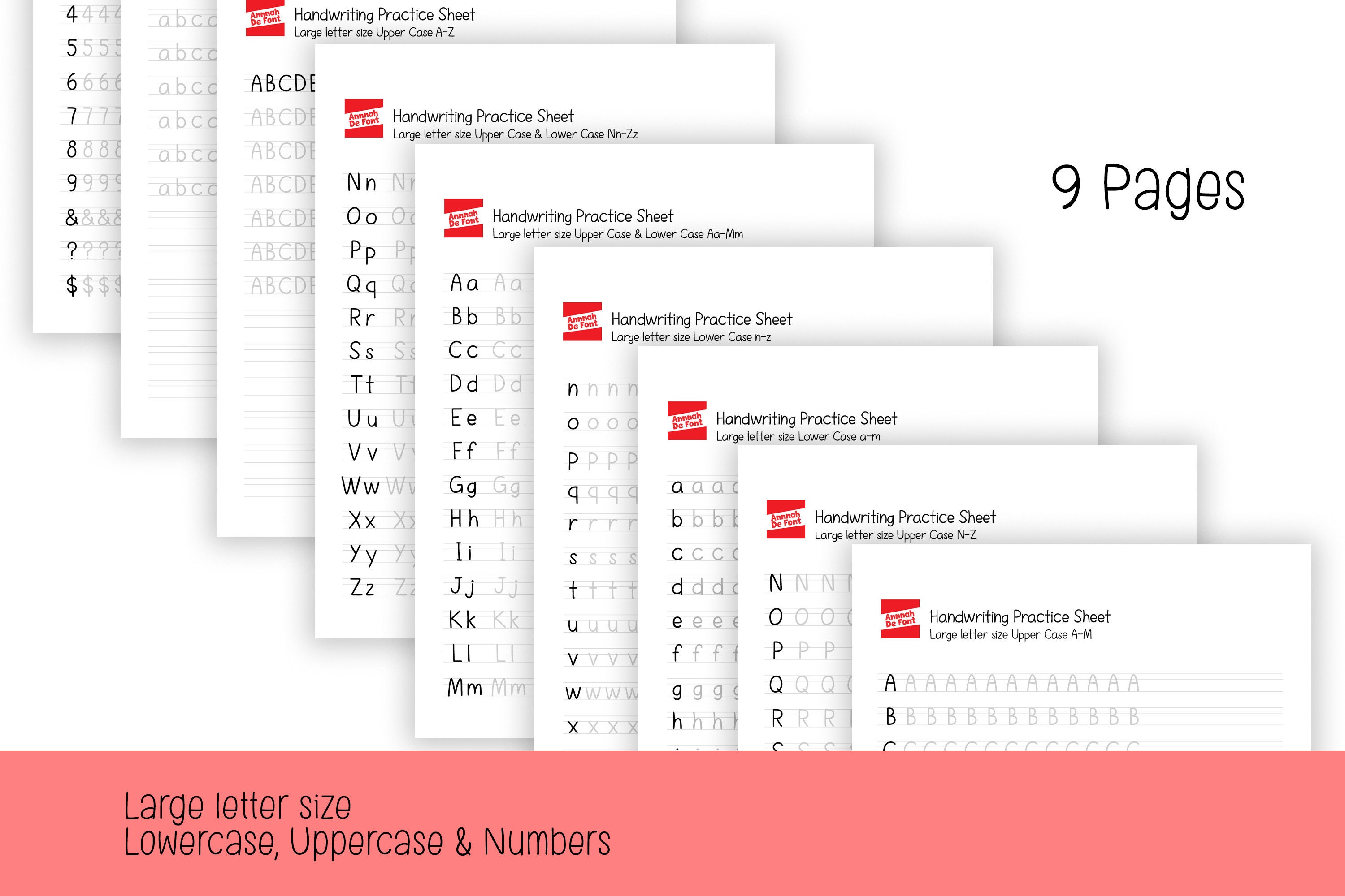 Lettering Practice Sheet, 20 Pages Handwriting Font Worksheet ...