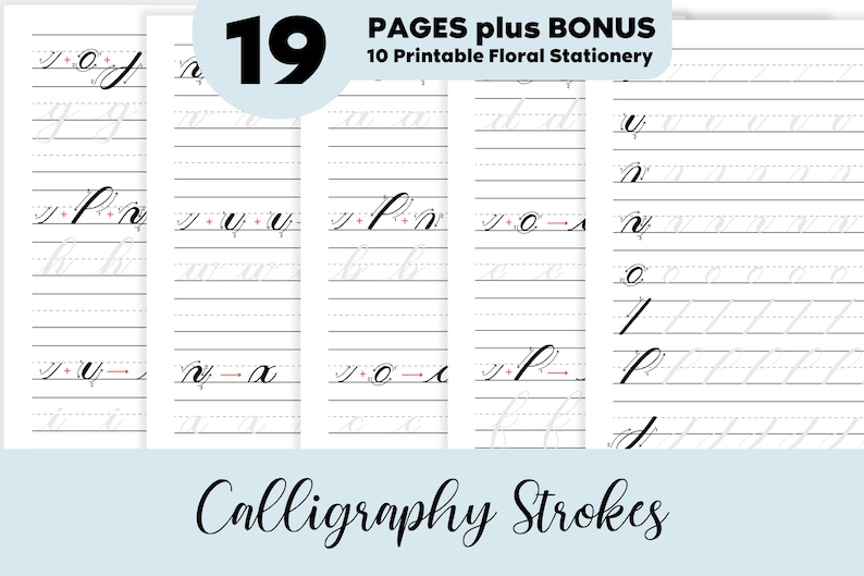 Basic Calligraphy Strokes Worksheet, Calligraphy Handwriting Practice, Calligraphy Hand ...