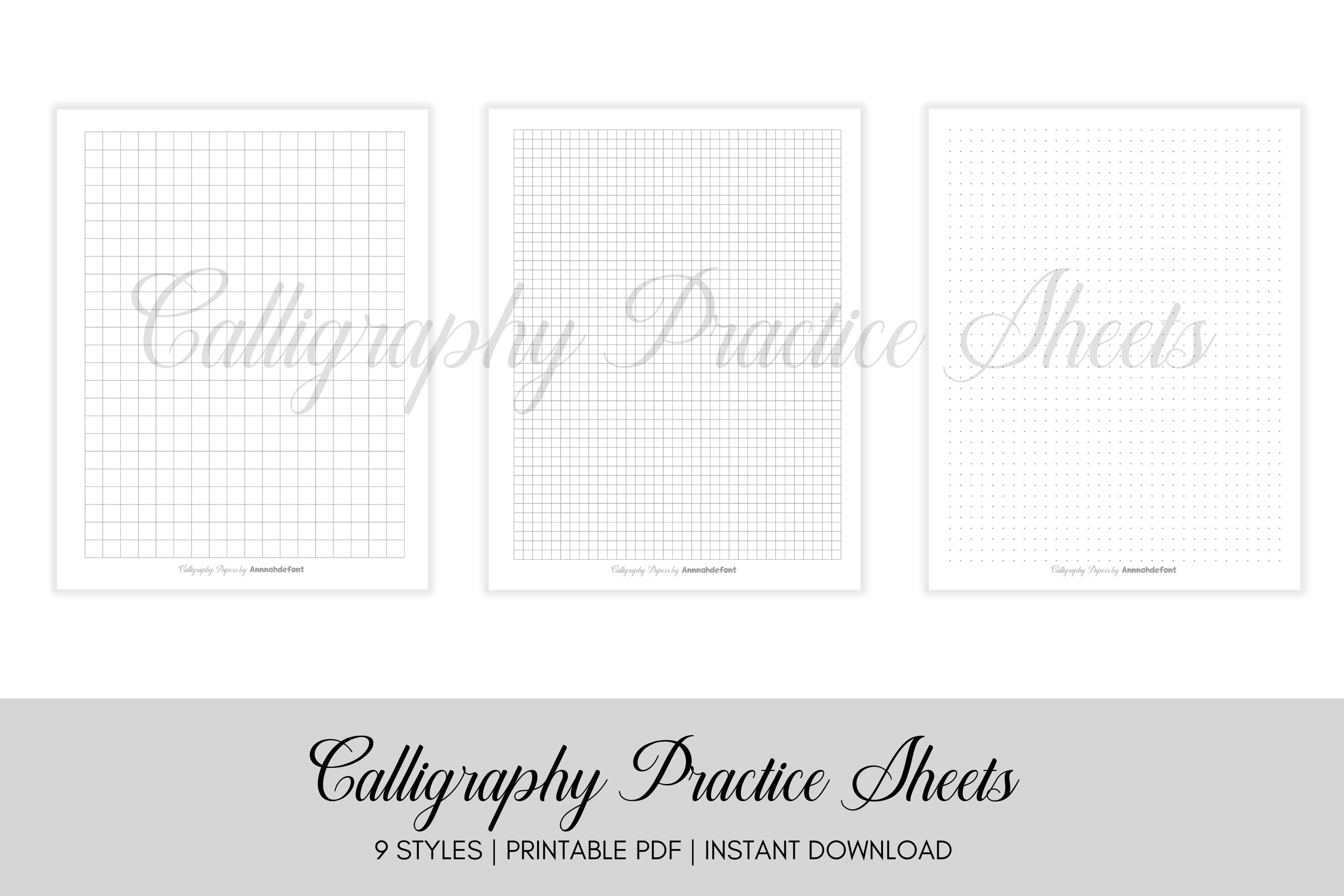 Calligraphy Practice Sheets Templates, Calligraphy Handwriting Paper ...
