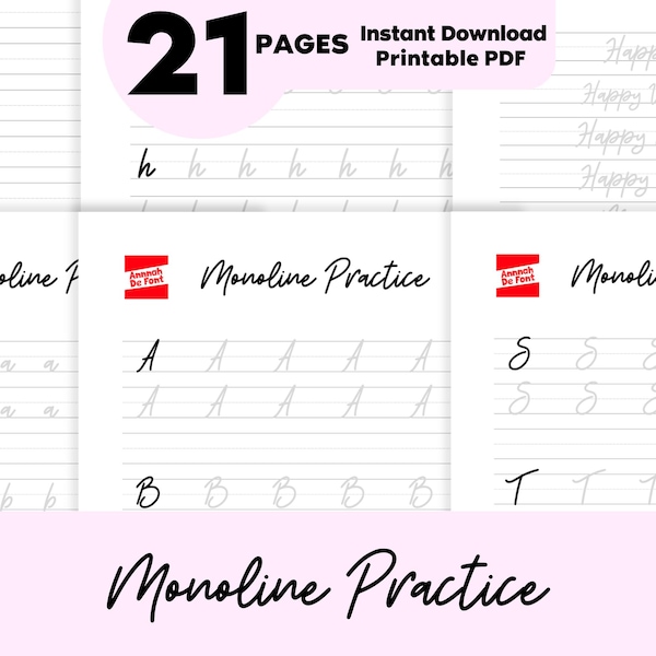 Monoline Practice Sheet - Etsy