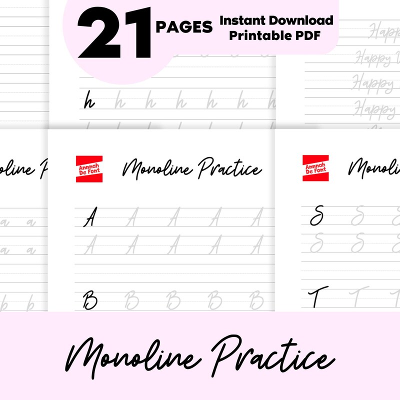 Monoline Practice Sheet - Etsy