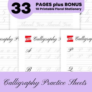 Calligraphy Handwriting Practice Worksheets Tracing Sheets Alphabet ...