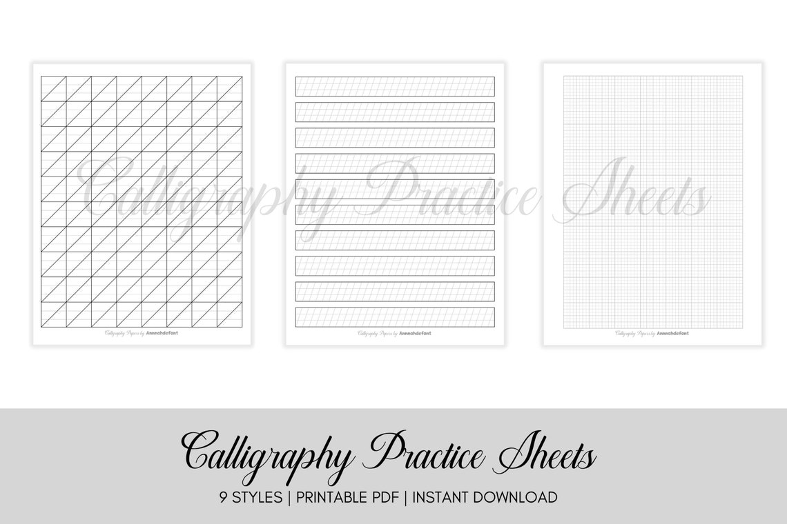 Calligraphy Practice Sheets Templates, Calligraphy Handwriting Paper ...