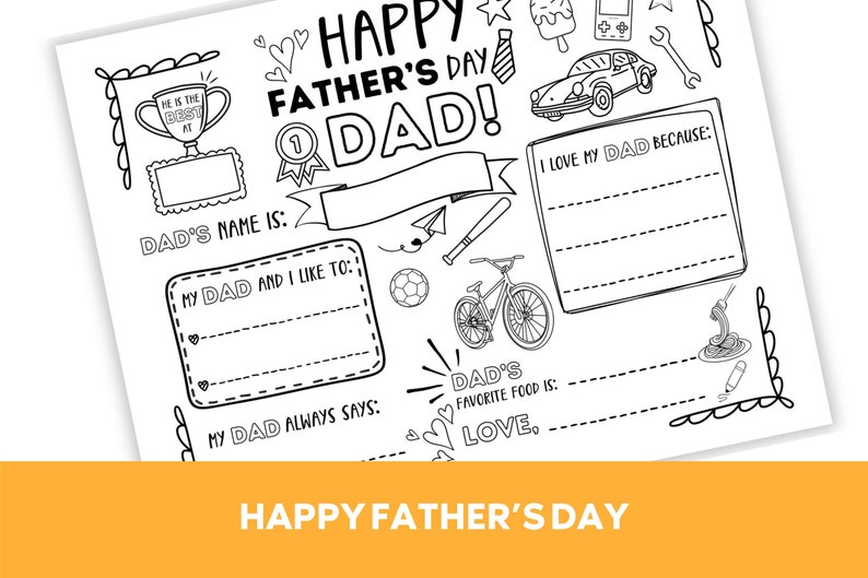 Printable Coloring Happy Father's Day, Printable All About Dad Fill in ...