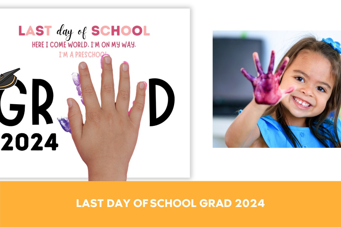 Preschool Graduation Sign, Handprint Art, DIY Kid Craft, 2024 Graduate ...