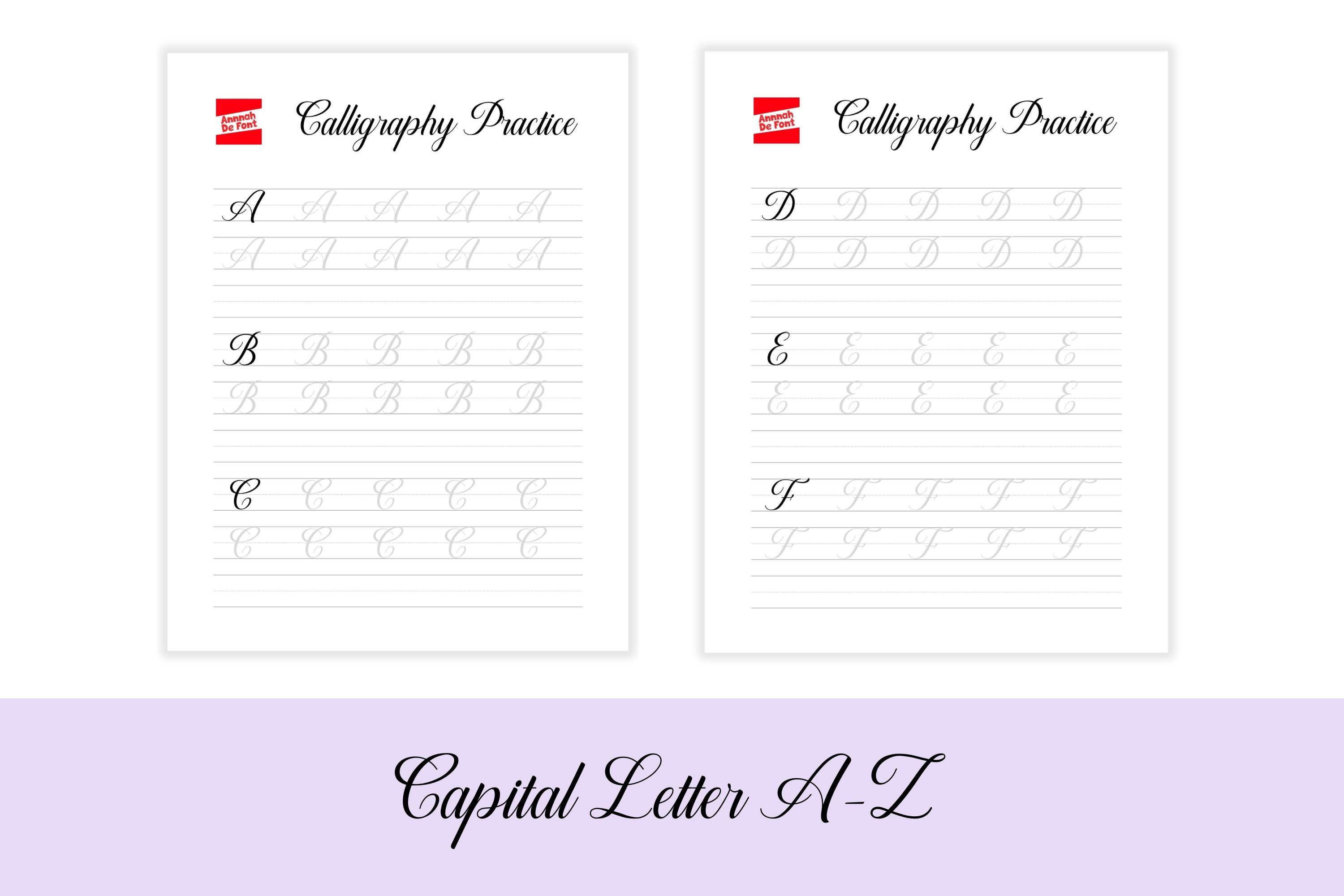 Calligraphy Practice Sheets Templates, Calligraphy Worksheets ...