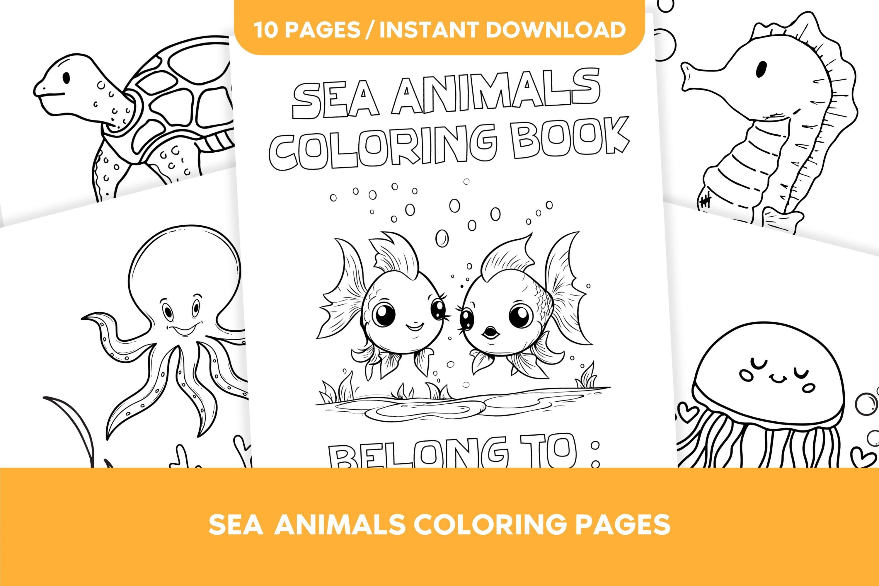 Summer Sea Animal Printable Coloring Pages for Kids, Preschoolers ...