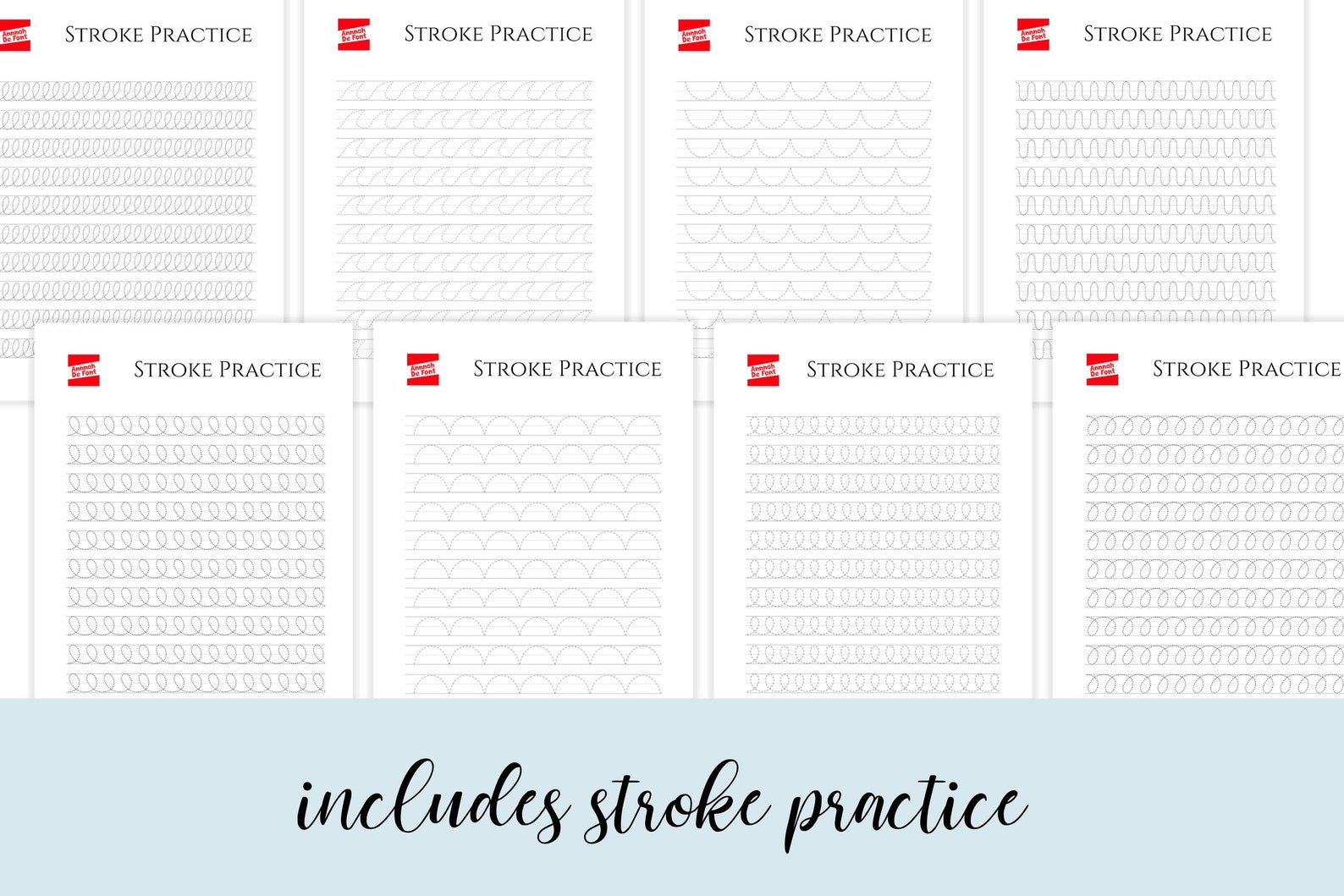 Basic Calligraphy Strokes Worksheet, Calligraphy Handwriting Practice ...