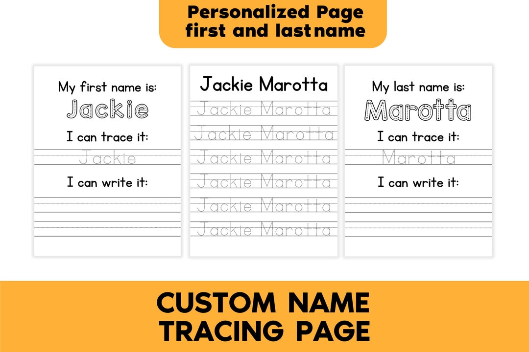 Custom Name Tracing Sheet Handwriting Practice Personalized Name Trace ...