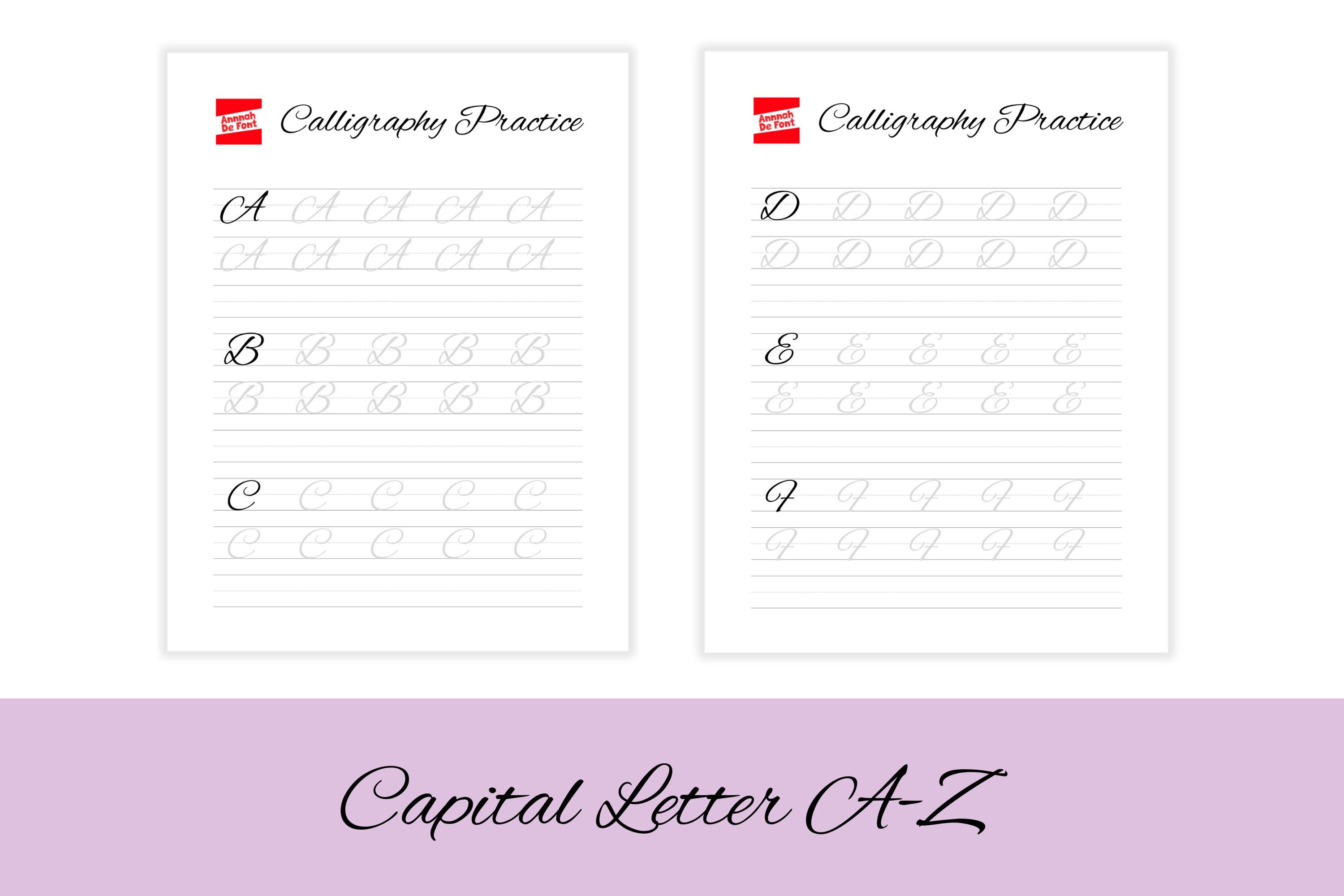 Calligraphy Handwriting Practice Worksheets Tracing Sheets Alphabet ...