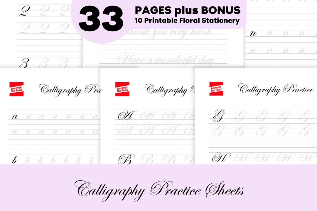 Calligraphy Handwriting Practice Worksheets Tracing Sheets Alphabet ...