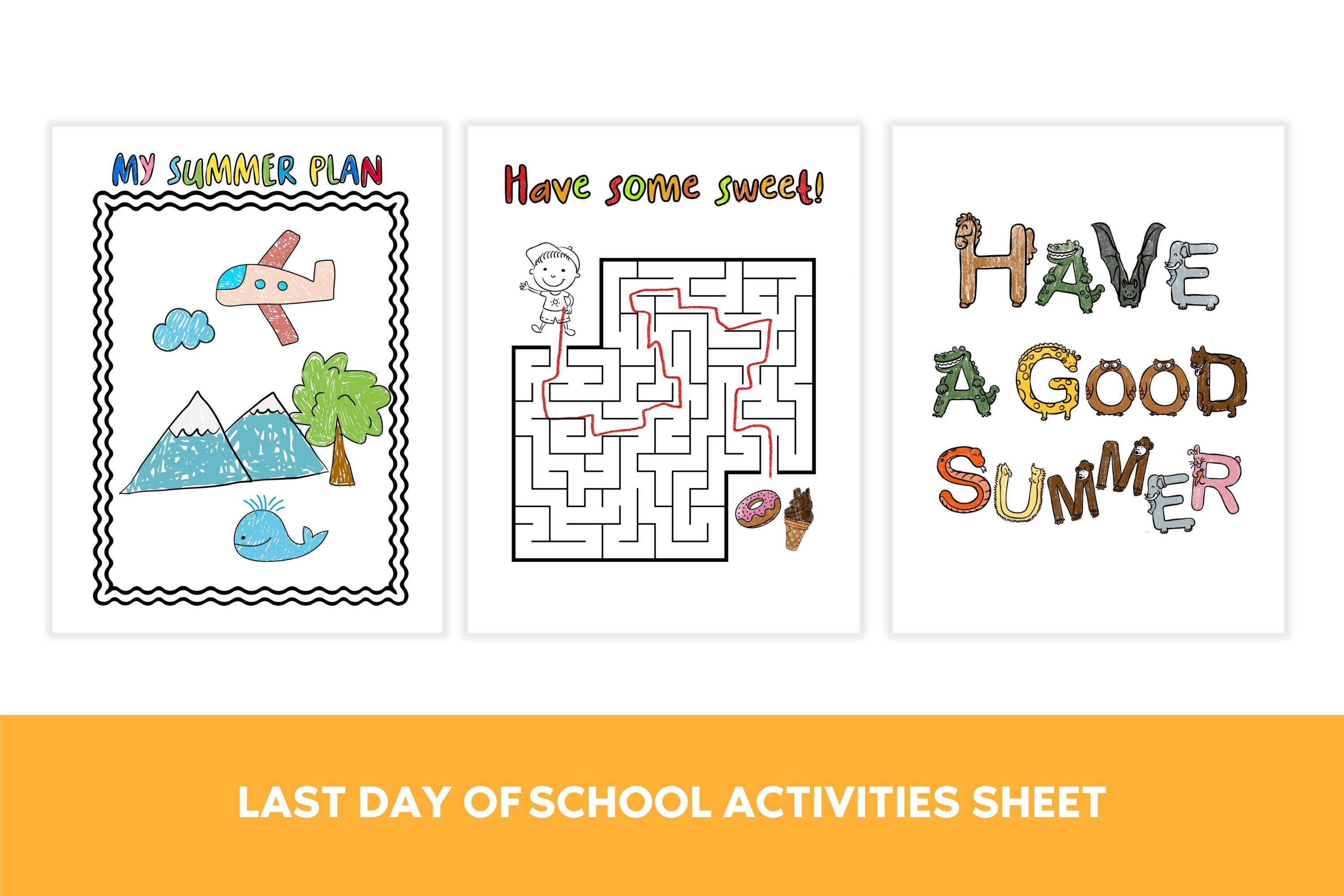 Last Day of School Game Printable, Activities Sheet School Keepsake ...