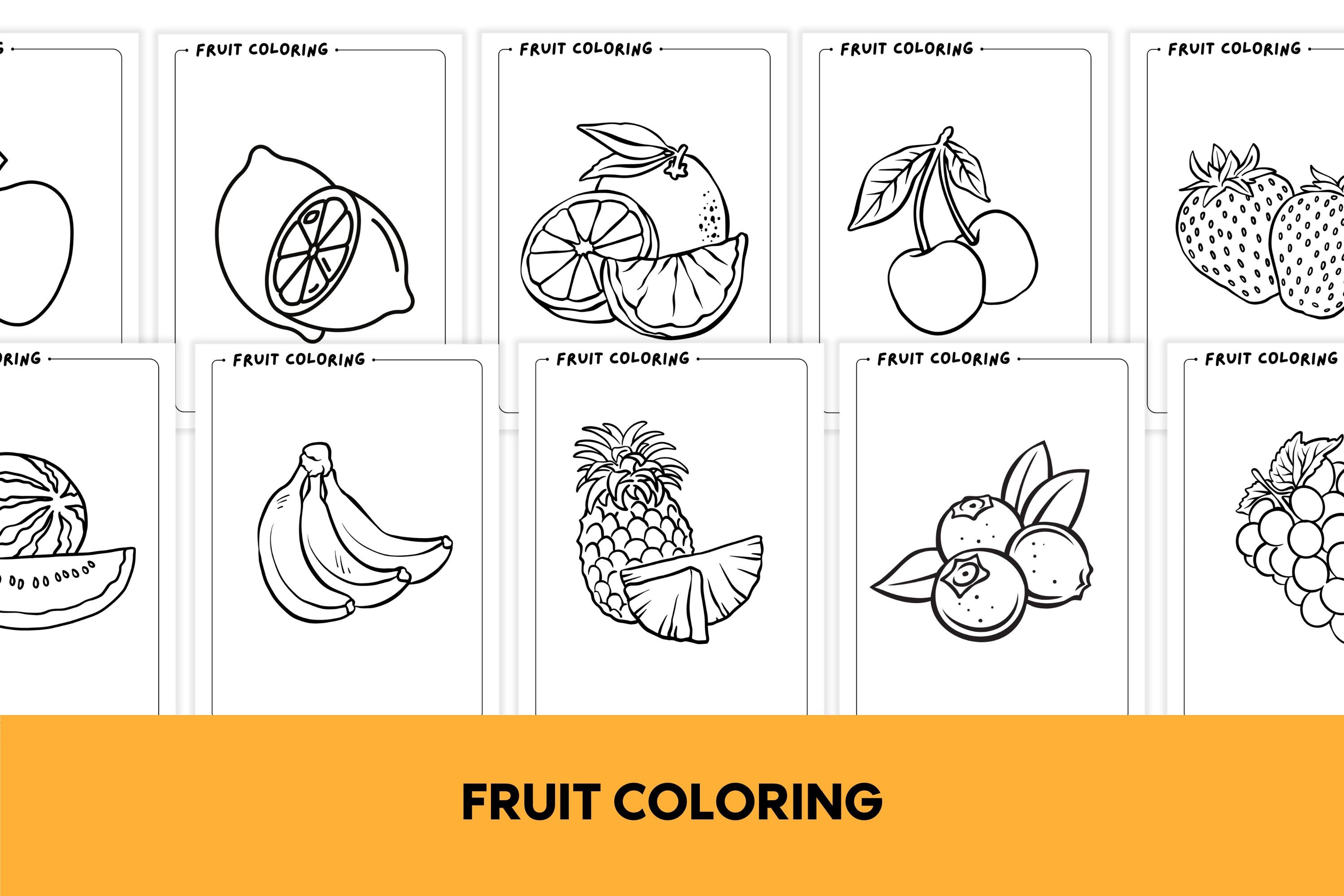 Printable Edible-themed Summer Coloring Pages Bundle for Kindergarten ...