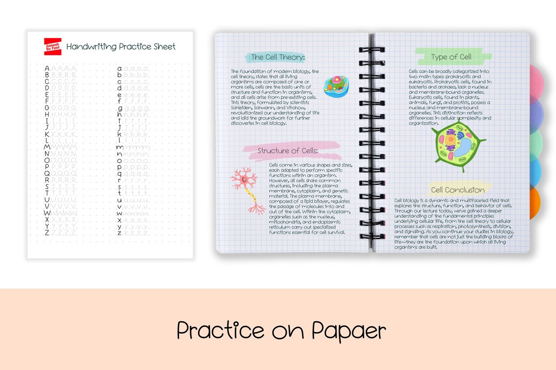 6 Handwriting Practice Sheets, Cute Handwriting Font Worksheet ...