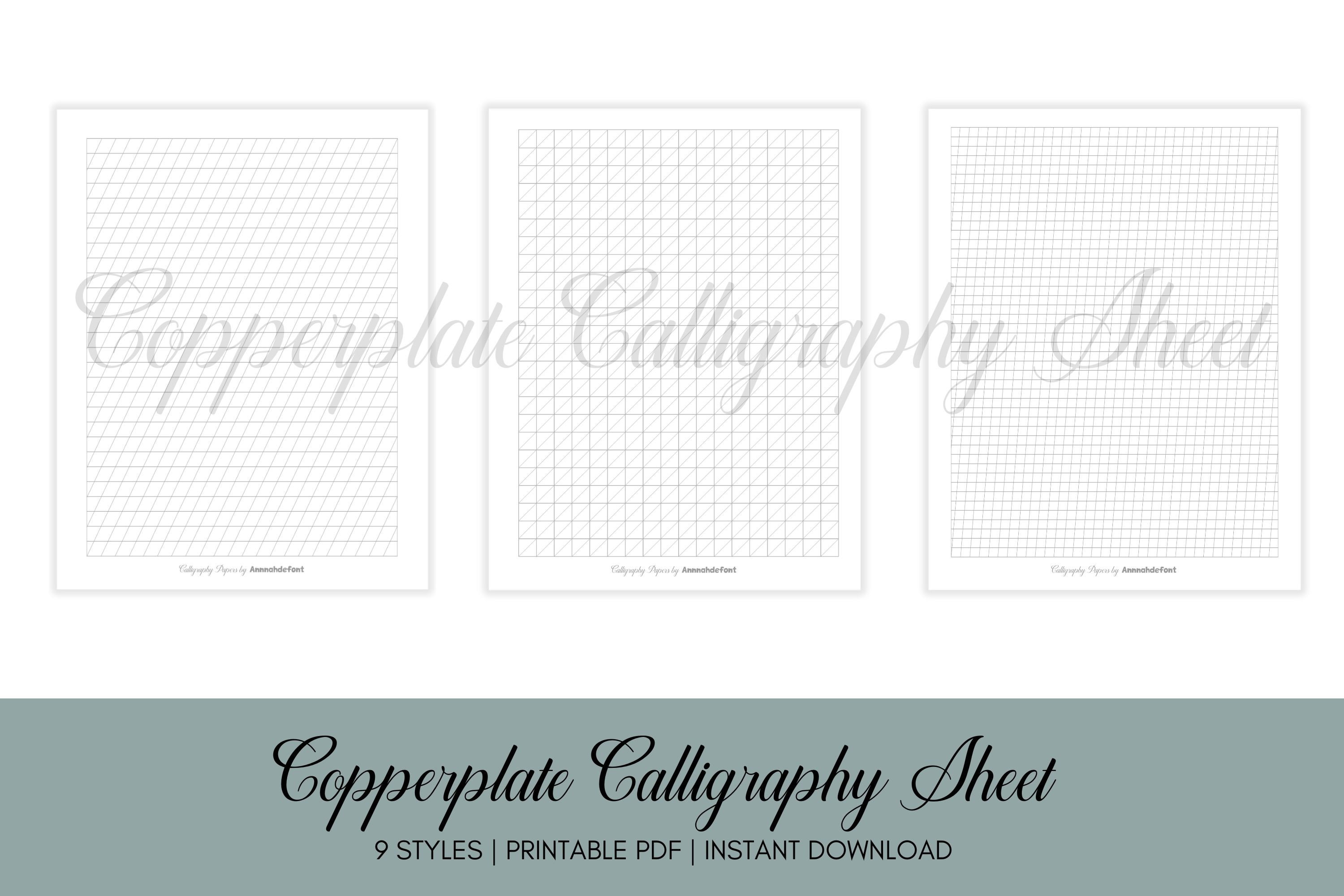 Copperplate Calligraphy Sheets, Calligraphy Handwriting Paper ...