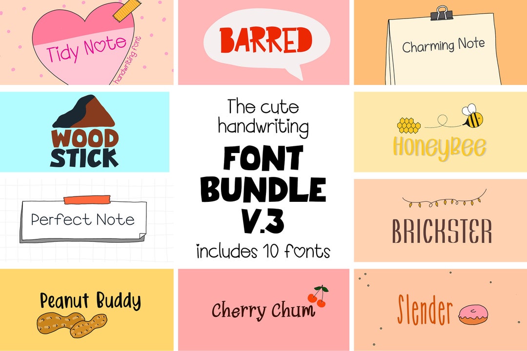 10 Fonts Bundle Realistic Handwriting Font, Digital Note Taking Font ...