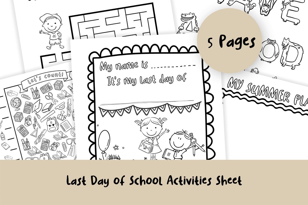 Last Day of School Game Printable, Activities Sheet School Keepsake ...
