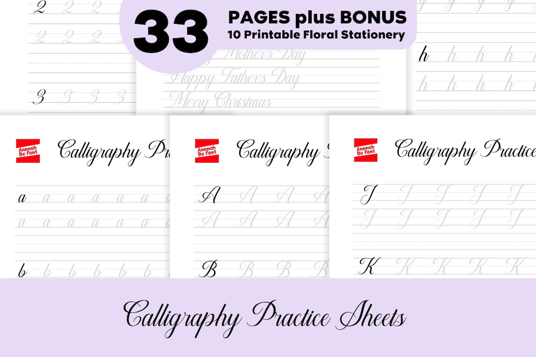Calligraphy Practice Sheets Templates, Calligraphy Worksheets ...