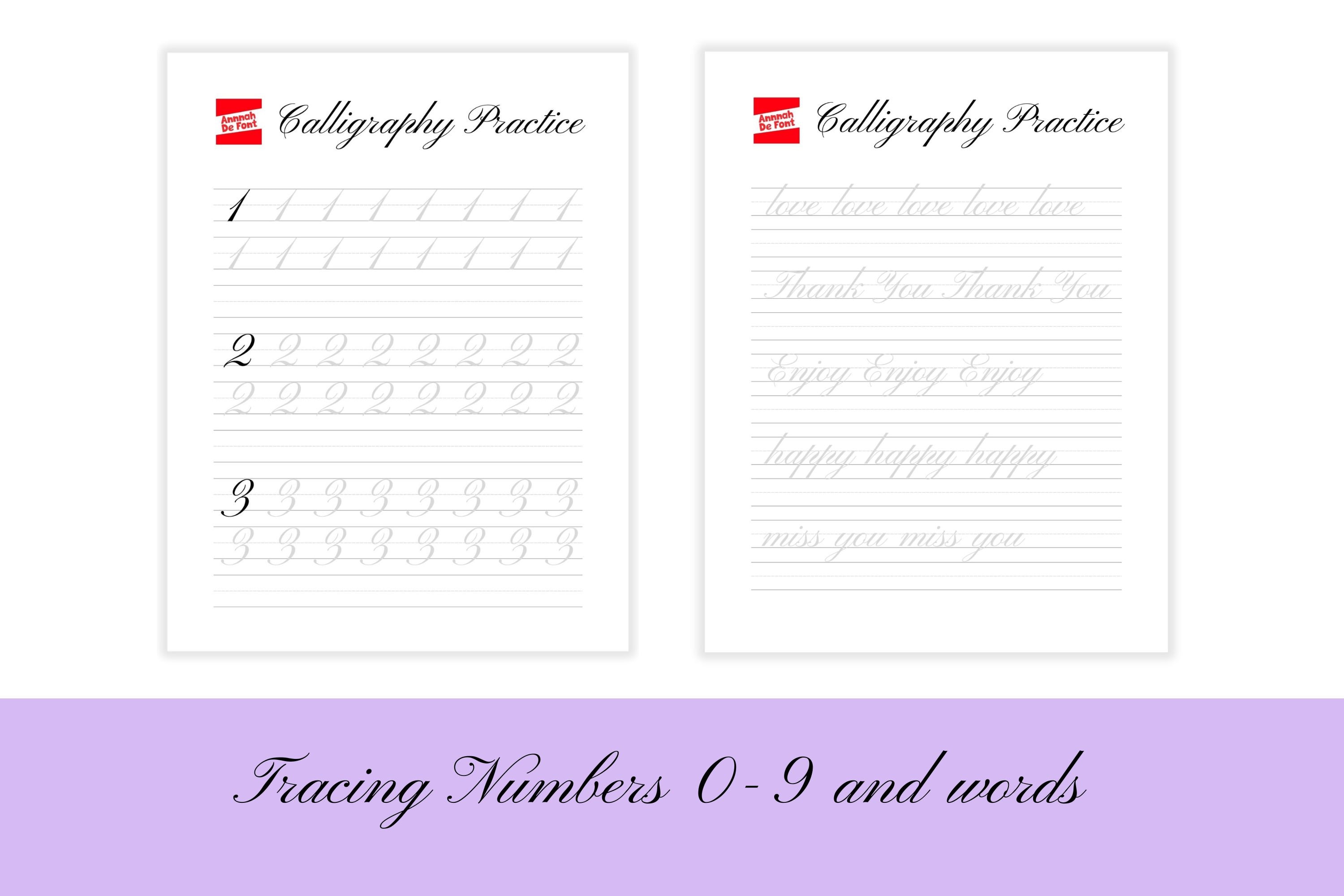 Calligraphy Handwriting Practice Worksheets Tracing Sheets Alphabet ...