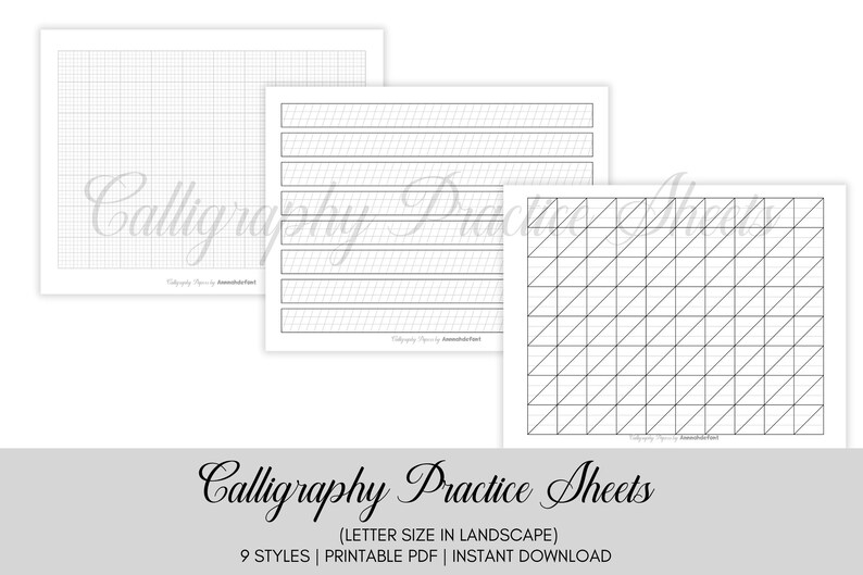 Calligraphy Practice Sheets: Letter Size Handwriting Guide (PDF/PNG) - Etsy