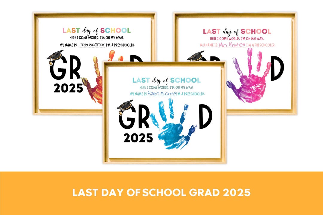 Preschool Graduation Sign, Handprint Art, DIY Kid Craft, 2025 Graduate ...