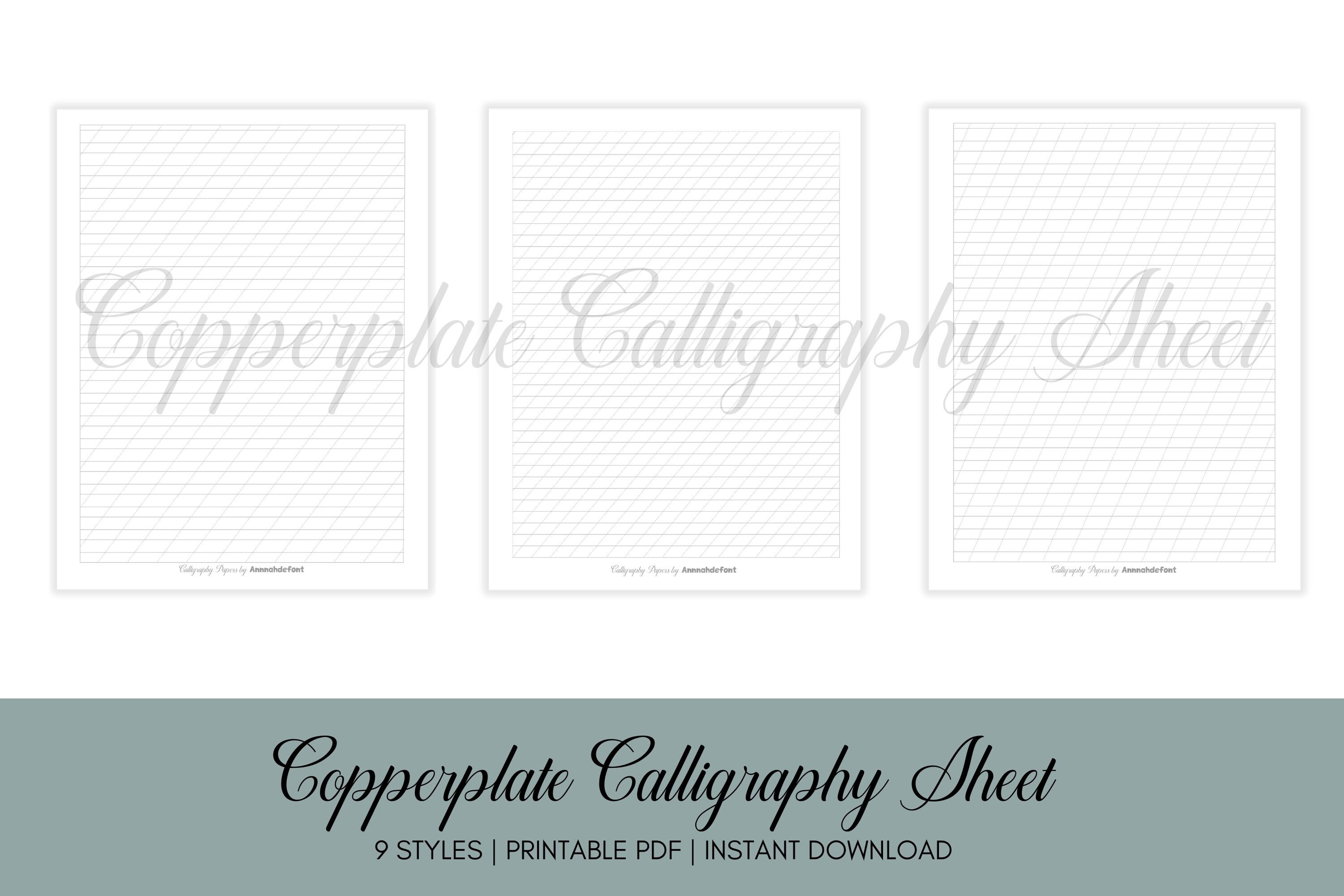 Copperplate Calligraphy Sheets, Calligraphy Handwriting Paper ...