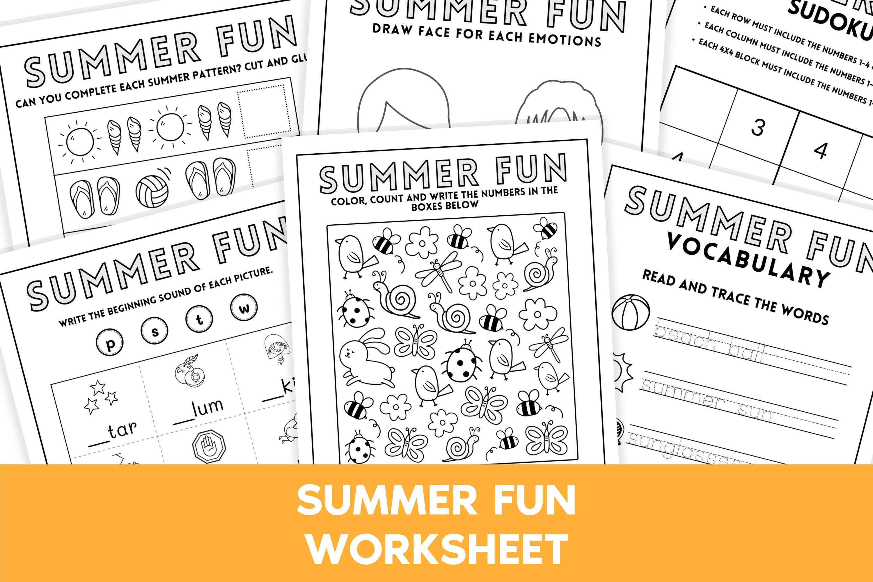 Summer Worksheet Bundle, Preschool Worksheets, Kindergarten Worksheets ...