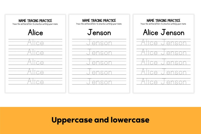 Custom Name Tracing Sheet Handwriting Practice Personalized Name Trace ...