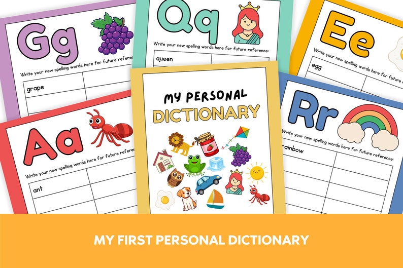 Spelling Worksheet, Personal Dictionary, Kindergarten Spelling ...