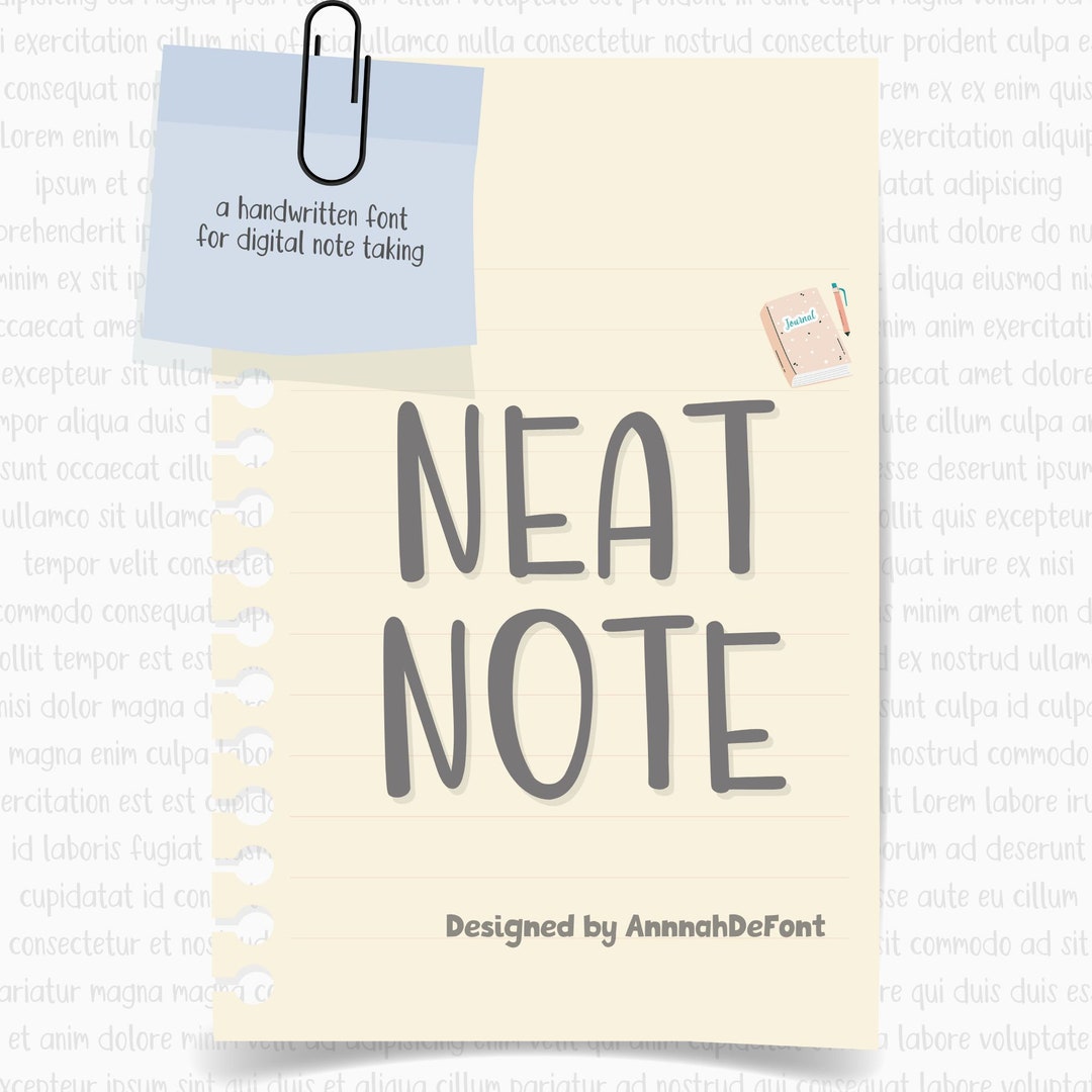 Notetaking Font, Neat Handwriting Font, Neat Font, iPad Font Goodnotes ...