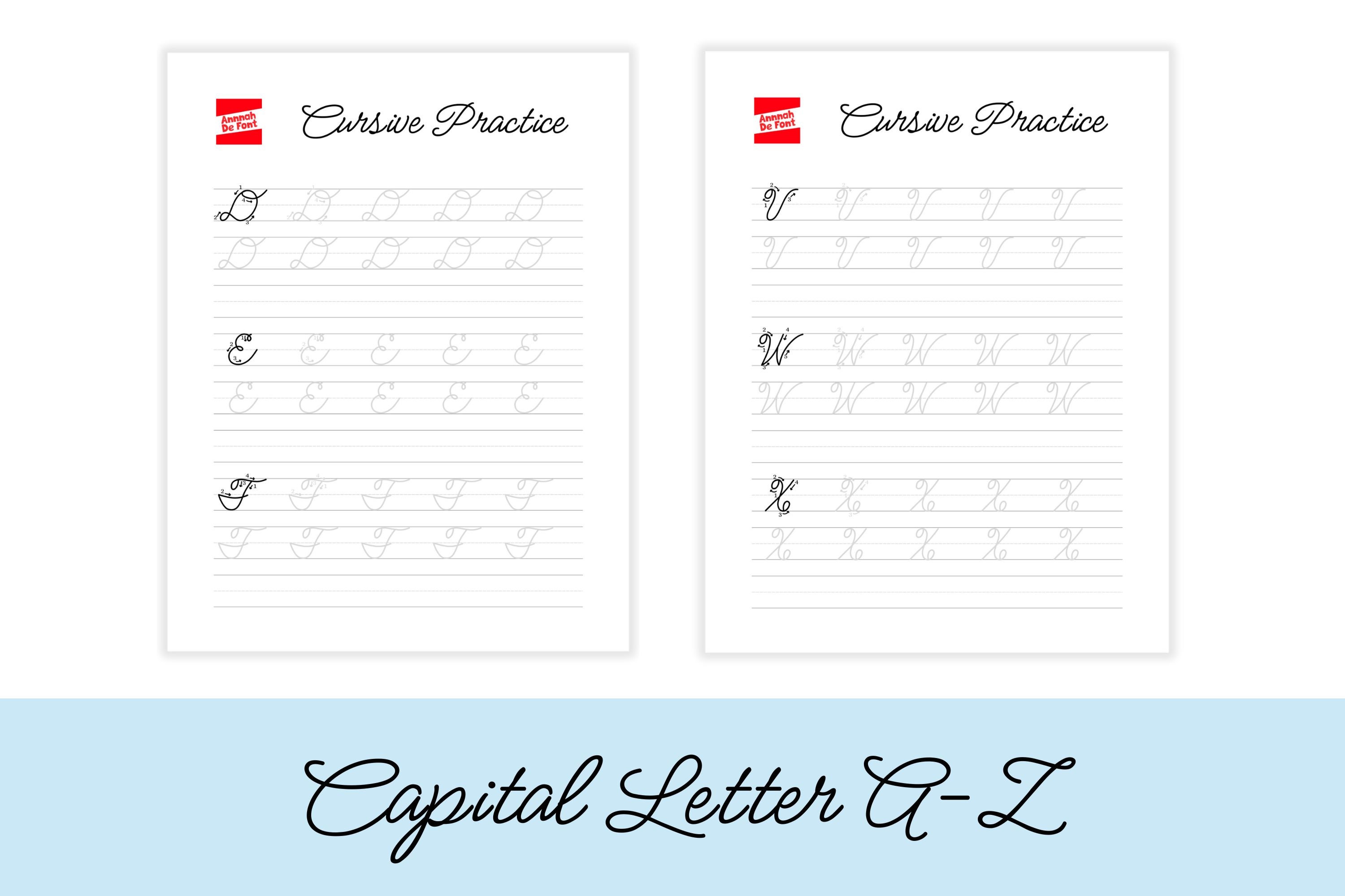 Cursive Handwriting Practice Worksheets, Cursive Alphabet Letters ...