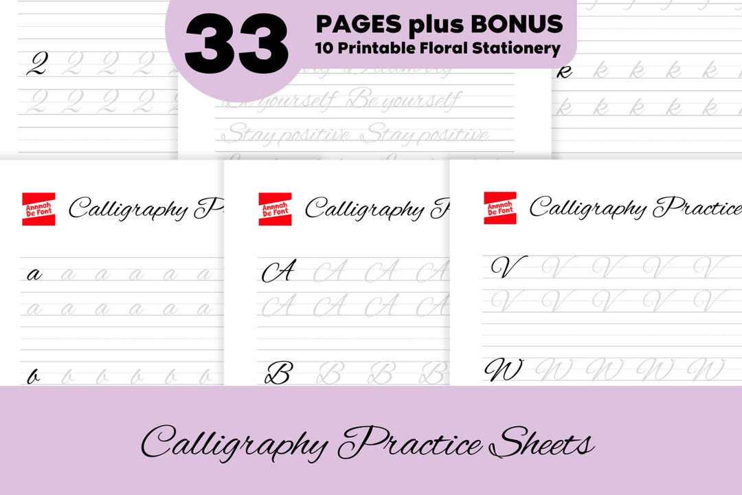 Calligraphy Handwriting Practice Worksheets Tracing Sheets Alphabet ...