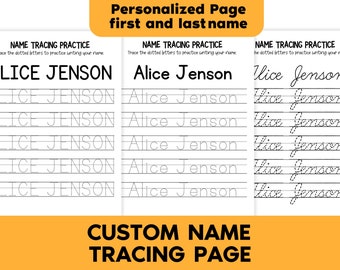 Custom Name Tracing Sheet Handwriting Practice Personalized Name Trace ...
