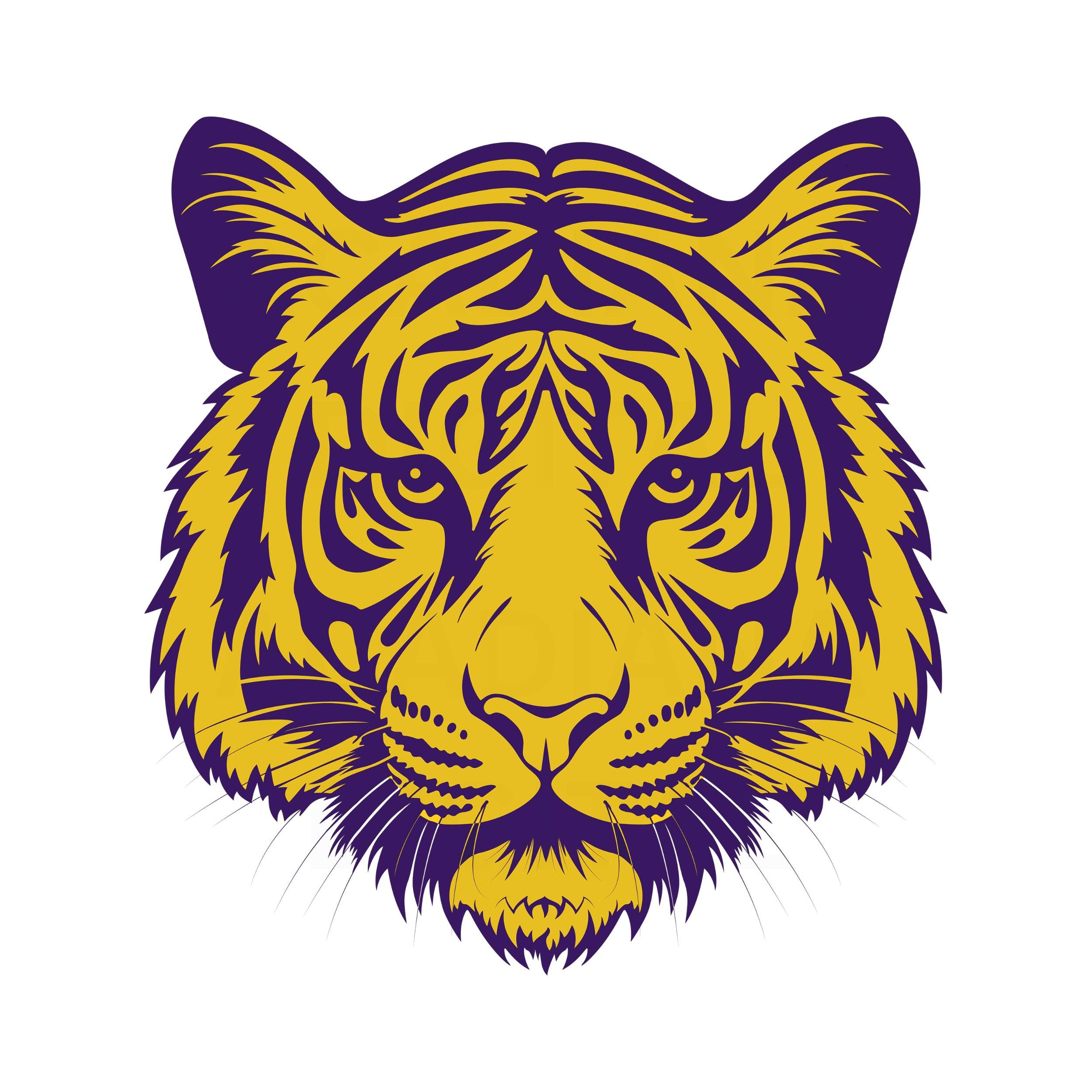Tiger Purple and Gold PNG SVG JPG Digital Download Graphics Clip Art ...