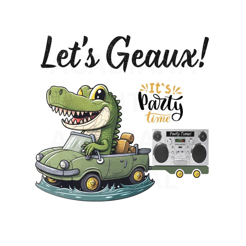 Party Time Alligator Car PNG SVG Jpg Digital Download Graphics Clip Art ...
