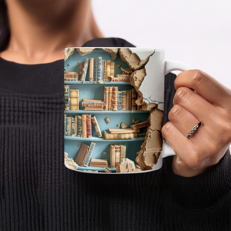 Book Shelf Mug: Library, Novel, Fictional Story, Literary Collection ...