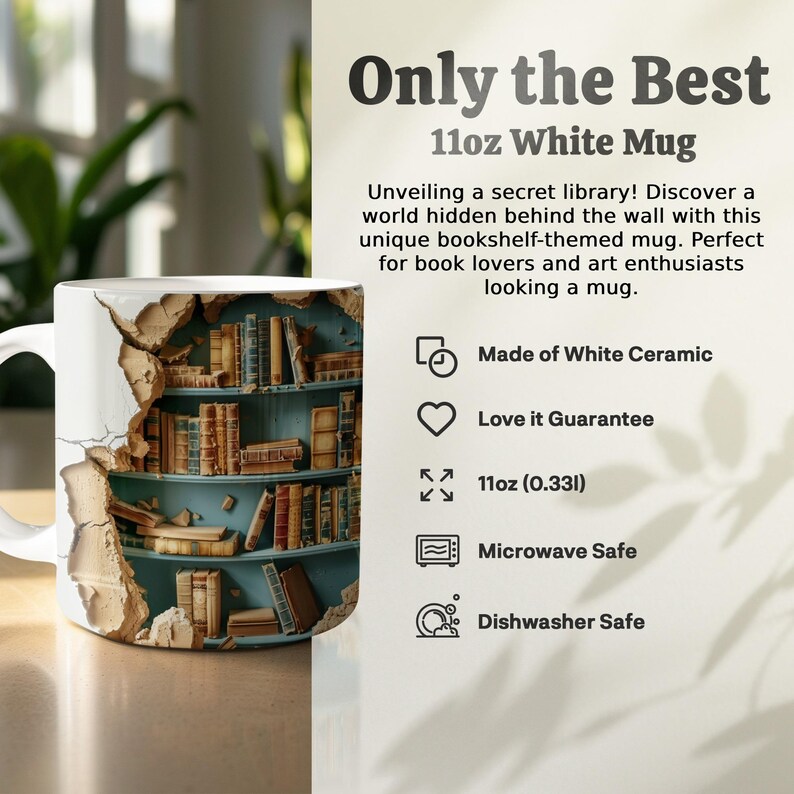 Book Shelf Mug: Library, Novel, Fictional Story, Literary Collection ...