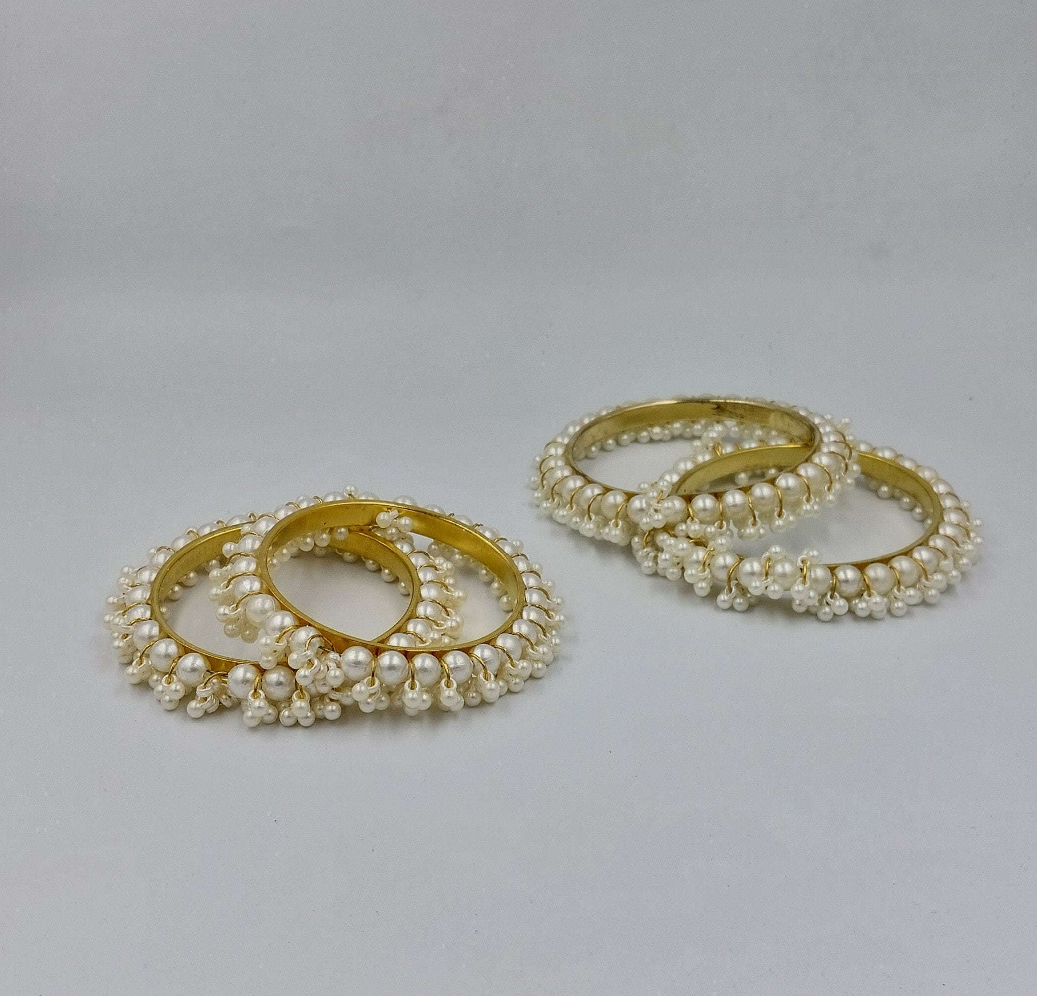 South Asian, Indian, Pakistani Pearl Bangle Set 2pcs and 14pcs & Pearl ...