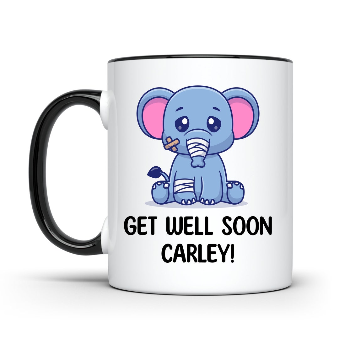 Personalized Get Well Soon Elephant Mug, Custom Message, Thinking of ...