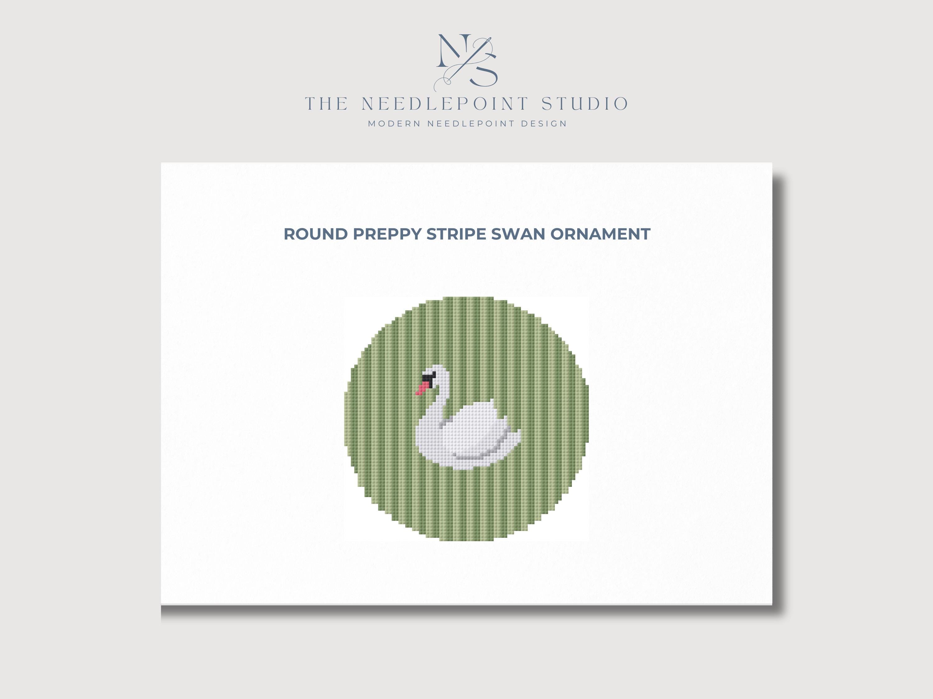 Preppy Stripe Swan Ornament | Digital Needlepoint Pattern PDF - Etsy