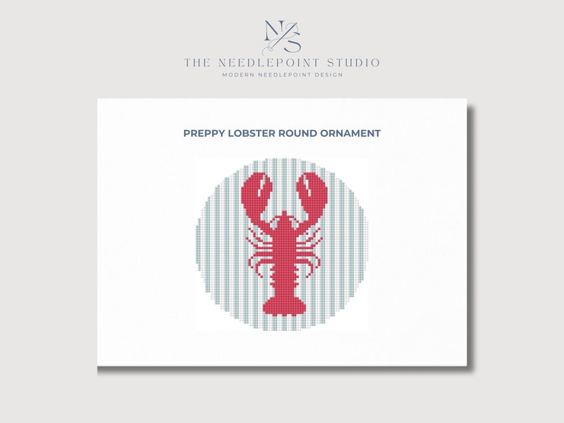 Preppy Lobster Round Ornament | Digital Needlepoint Pattern PDF - Etsy