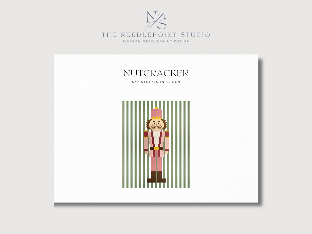 Nutcracker 5x7 Stripes in Green Digital Needlepoint Pattern - Etsy