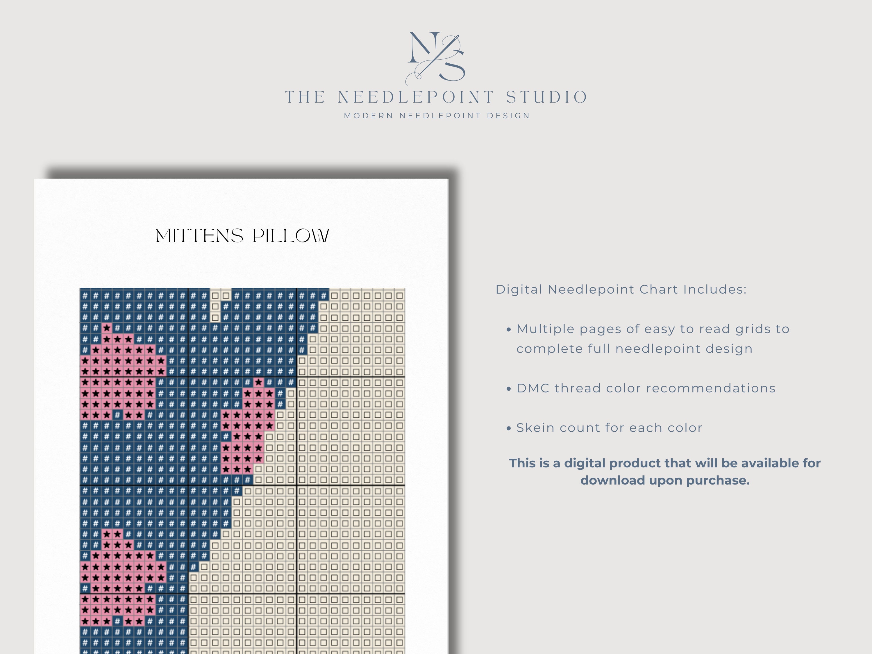 Mittens Pillow Needlepoint Chart | Digital Needlepoint Pattern PDF - Etsy