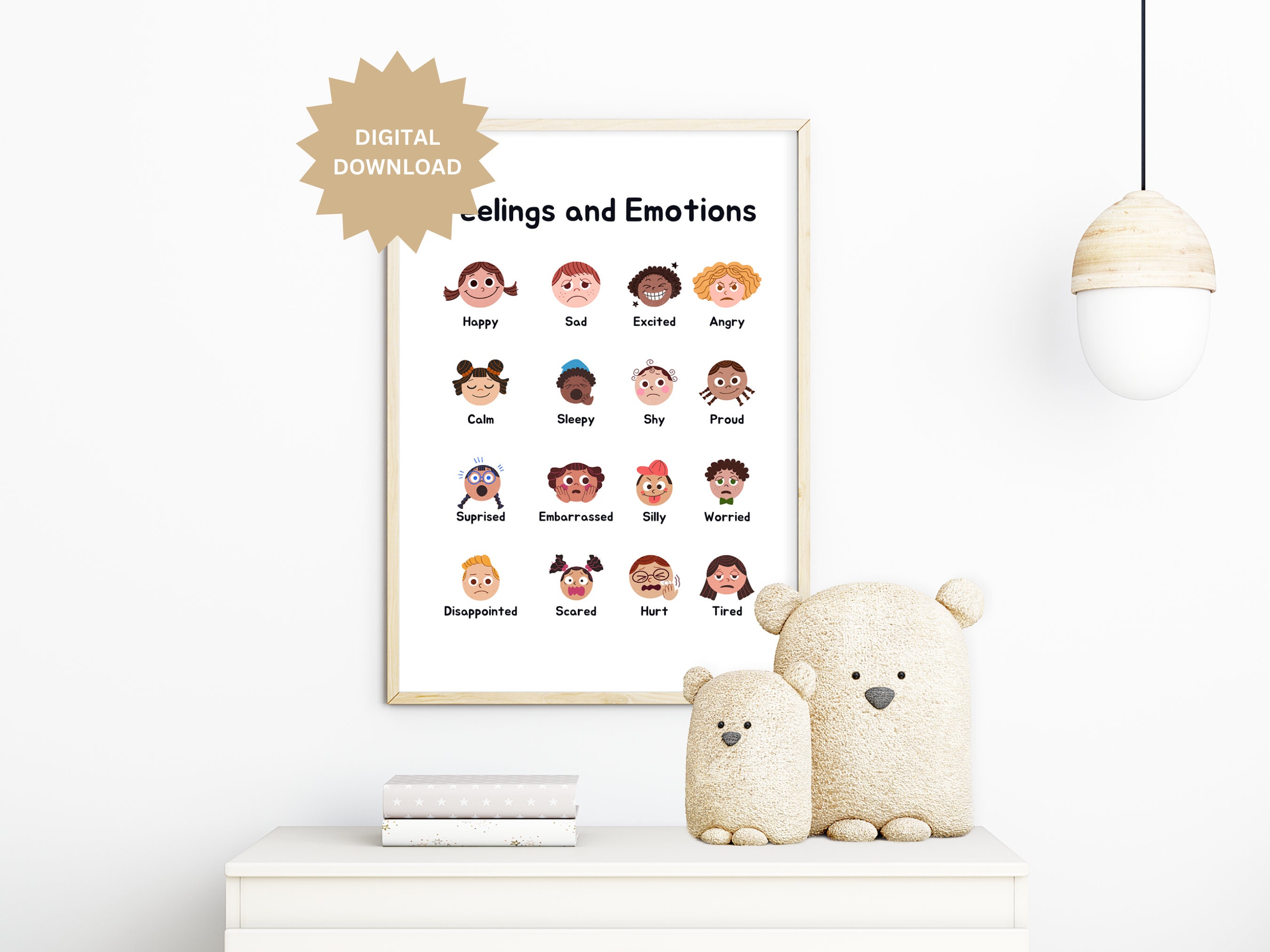 Feelings & Emotions Poster, Montessori Homeschool Decor, Feelings Chart ...