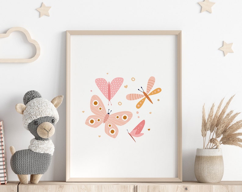 Butterfly Printable, Pink Cloud Poster, Cute Butterfly Wall Art, Pink ...